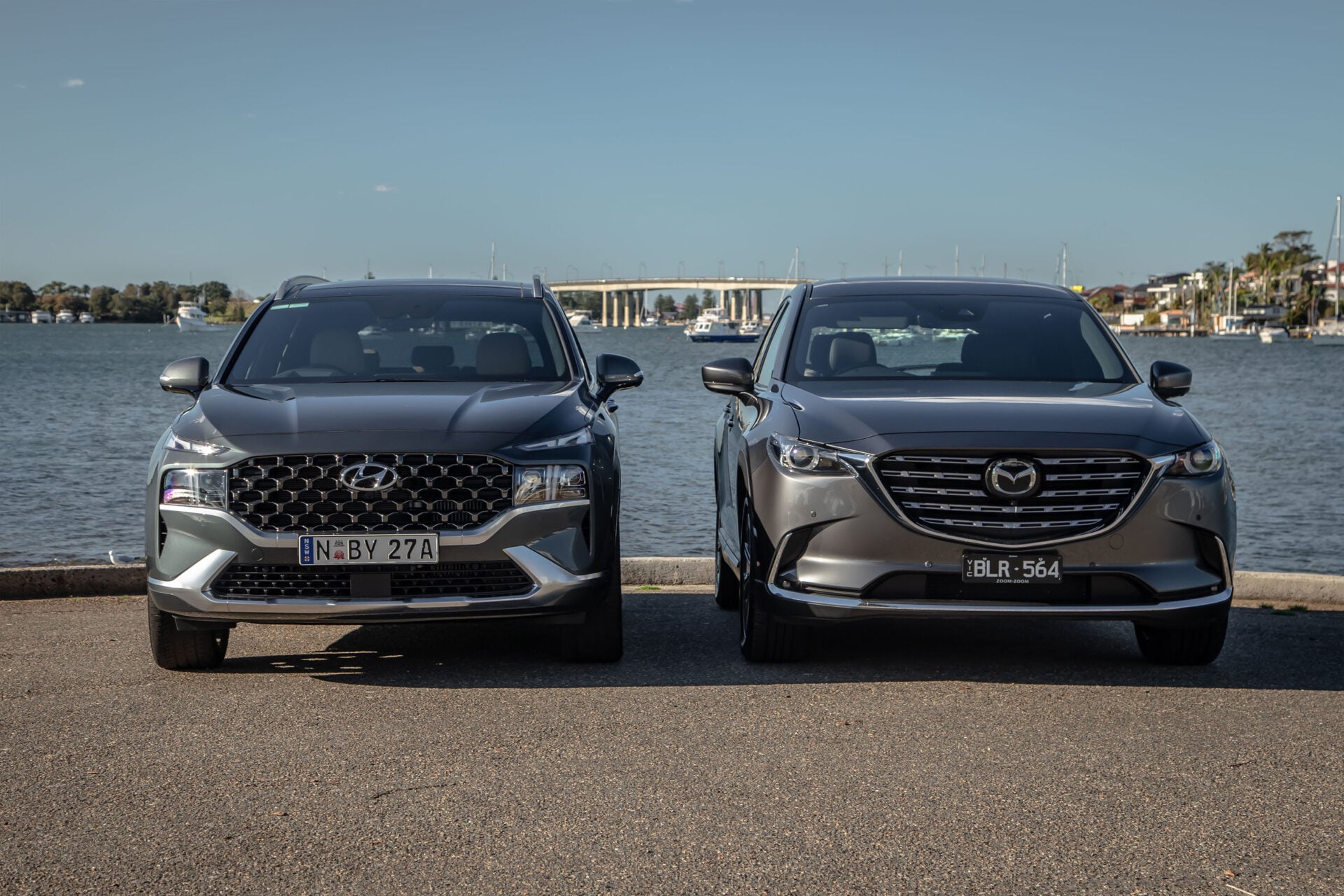 Family SUV review: 2021 Hyundai Santa Fe Highlander Diesel vs Mazda CX ...