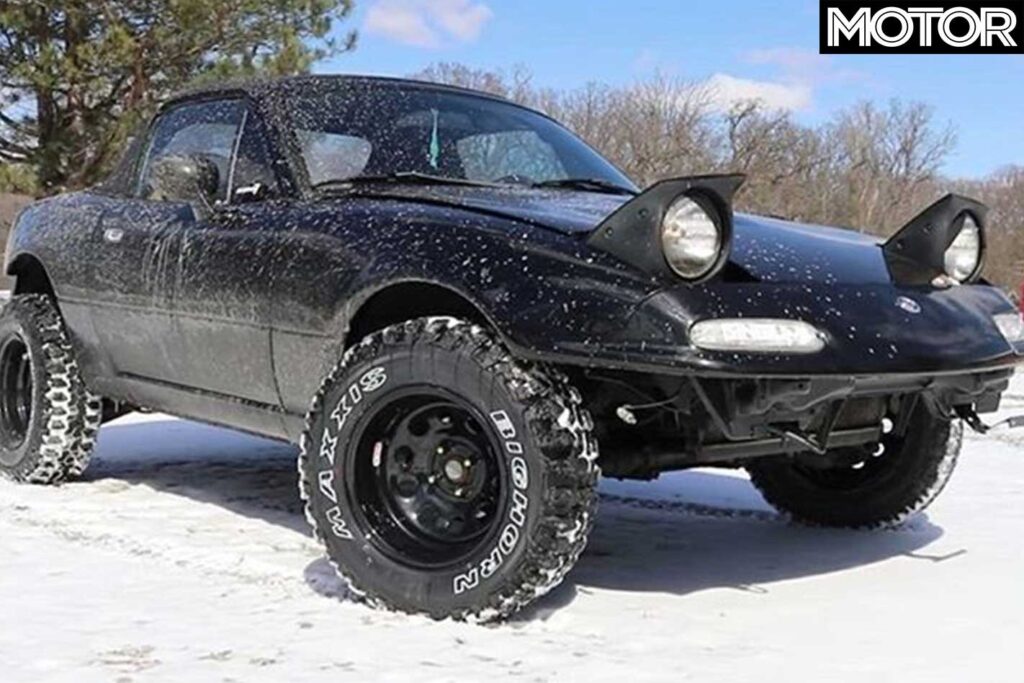 Mazda NA MX-5 lifted and supercharged for rally fun
