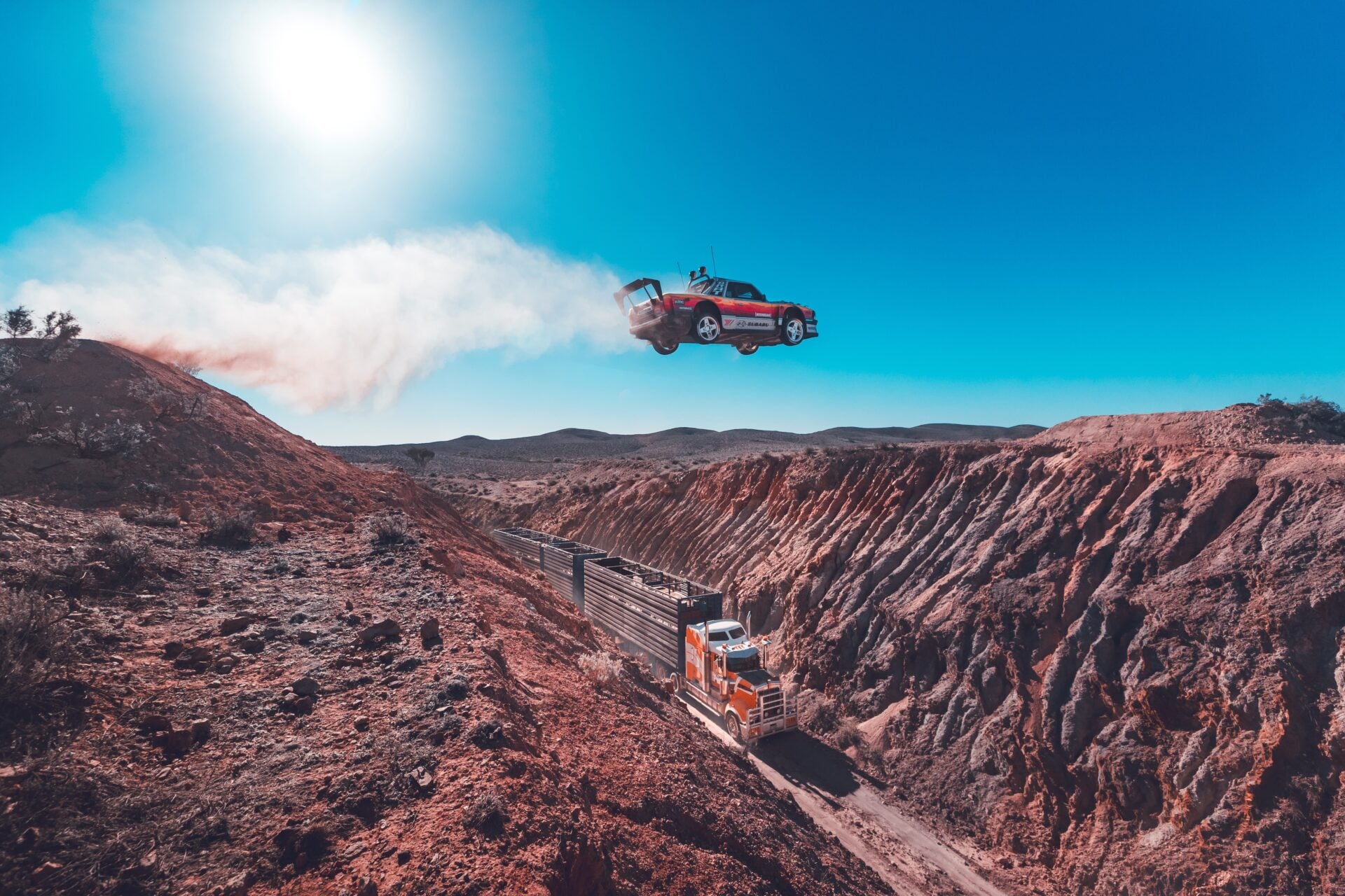 Travis Pastrana performs insane stunts in a tricked-up Subaru ute as ...