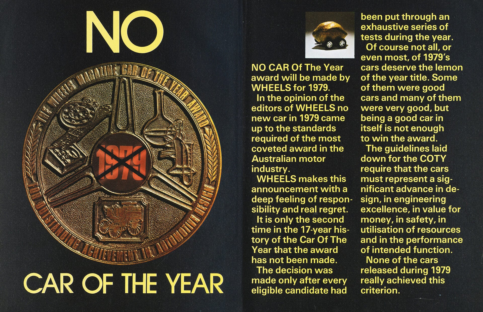 From the Wheels archives: The famous ‘lemon’ cover for Wheels Car of ...